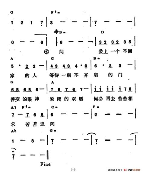 爱上一个不回家的人 林忆莲 歌谱 简谱