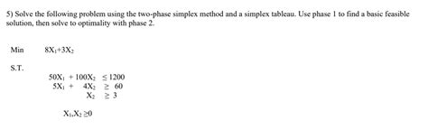 Solved Solve The Following Problem Using The Two Phase Chegg
