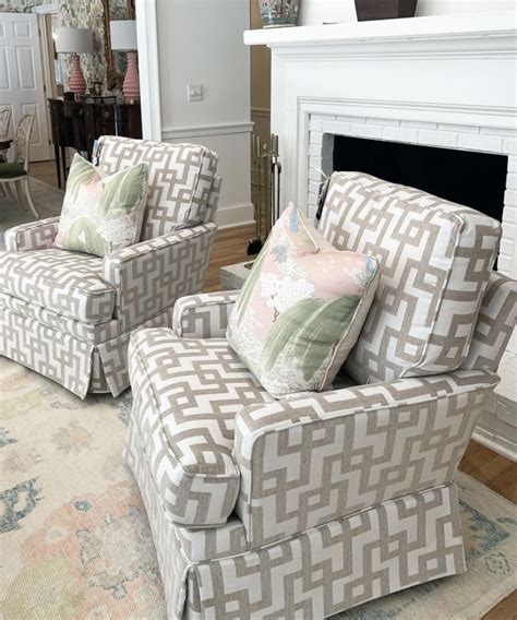Set Of Swivel And Rocker Chairs In Unique Geometric Pattern Poppy S Of Macon