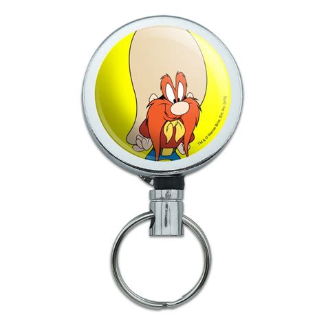 Looney Tunes Yosemite Sam Heavy Duty Metal Retractable Reel Id Badge Key Card Tag Holder With