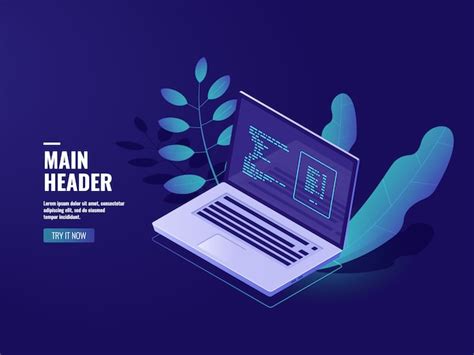 Free Vector Laptop With Program Code Isometric Icon Software