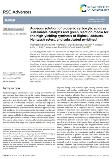 Excited To Share That Our Research Article Has Been Published In Rsc