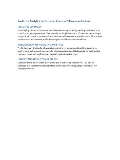 Predictive Analytics Customer Churn Pdf