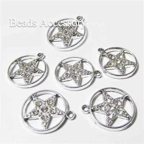 Yahooオークション Ba 1824 丸枠にダイヤモンドの星 21×18mm シルバ