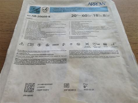 New Arrow Ab 20608 K Stimucath Continuous Nerve Block Kit 60cm X