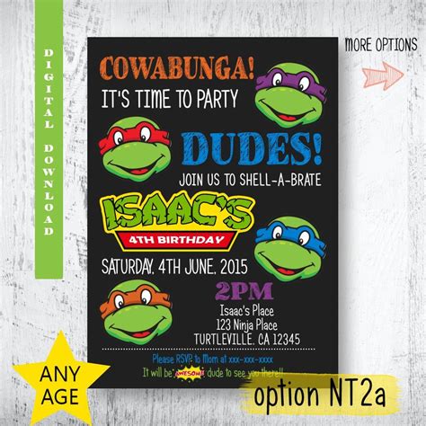 Teenage Mutant Ninja Turtles Invitation Ninja Turtles Birthday Etsy