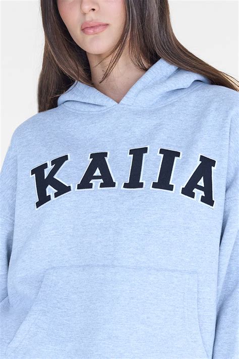 Kaiia Slogan Oversized Hoodie Grey Marl And Black Kaiia