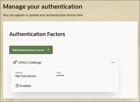 configuring fido2 challenge with yubikey in the oracle advanced