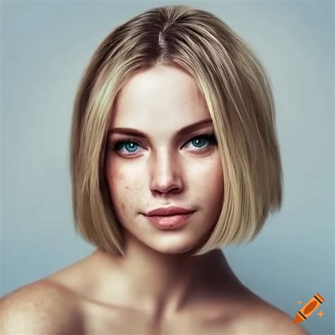 High Resolution Portrait Of A Beautiful Young Woman With Freckles On
