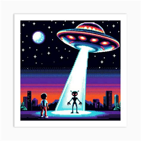 8 Bit Alien Abduction 3 Art Print By James Hosie Fy