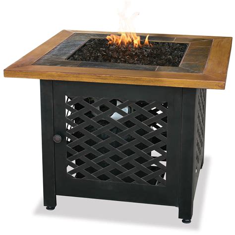 Endless Summer Outdoor Fire Table Lp Gas With Slate And Faux Wood Mantel