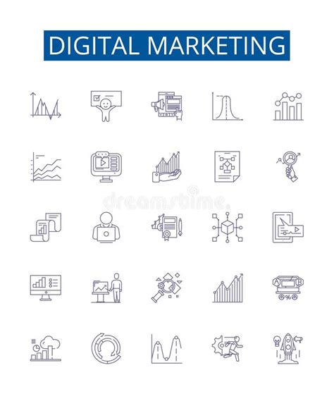 Digital Marketing Line Icons Signs Set Design Collection Of Digital
