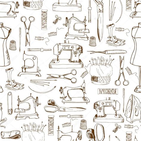 Seamless Pattern Sewing Tools — Stock Vector © Nurofina 43727229