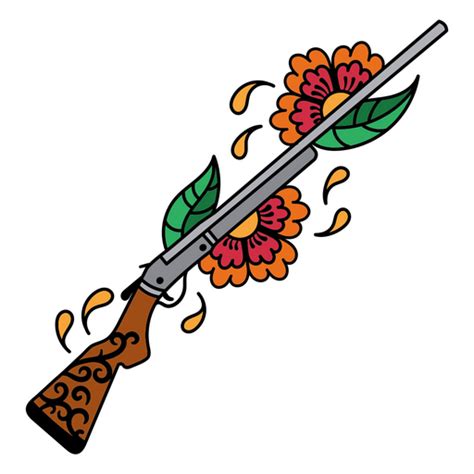 Design Png E Svg De Curso De Cor De Espingarda Floral Oeste Selvagem