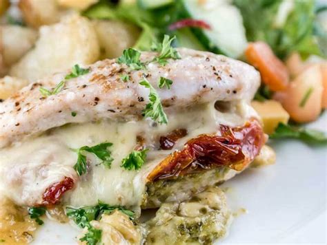 Breast Of Chicken Stuffed With Mozzarella Sun Dried Tomato And Basil