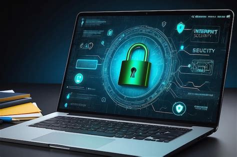 Premium AI Image Cybersecurity Concept Internet Security Screen With Padlock