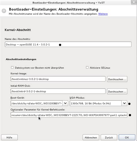 YaST Module Bootloader OpenSUSE Wiki