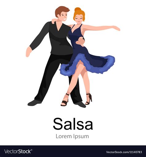 Happy Salsa Dancers Couple Isolated On White Icon Vector Image