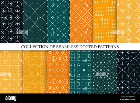 Collection Of Seamless Ornamental Patterns Elegant Dotted Textures Endless Geometric