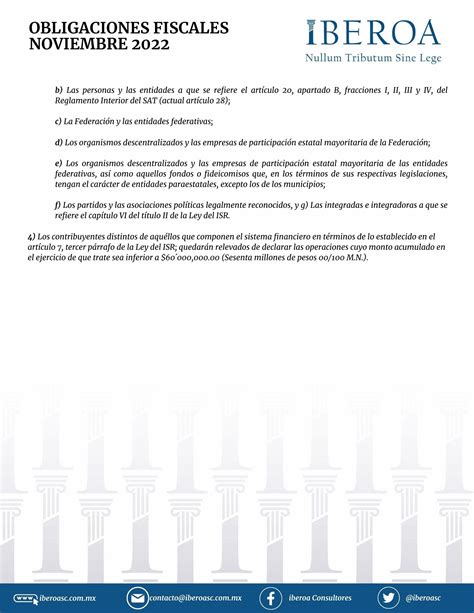 Obligaciones Fiscales Noviembre 2022 Iberoa Consultoría Empresarial