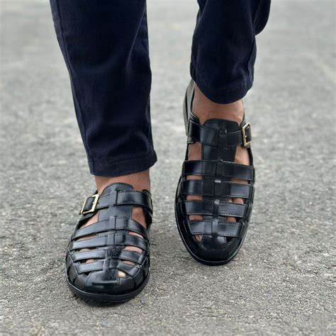 Ridge Black Leather Sandal Handmade Premium Quality Degora