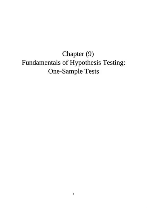pdf chapter 9 fundamentals of hypothesis testing one sample fac