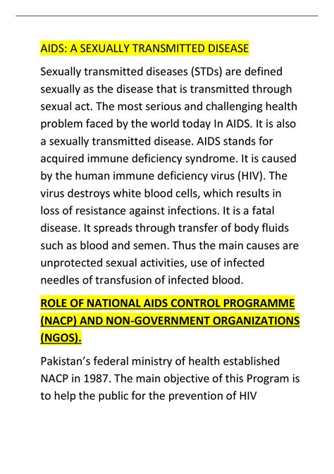 Aids A Sexually Transmitted Disease Biology Stuvia Us