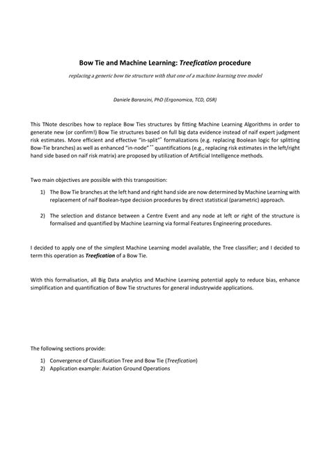 Pdf Bow Tie And Machine Learning Treefication Procedure Replacing A Generic Bow Tie
