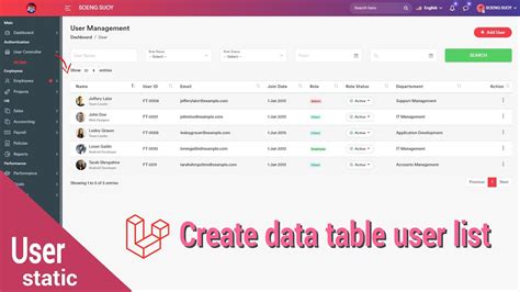 Create Data Table For All User List Pages In Laravel X HR System Management YouTube
