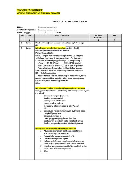 Contoh Bcp Perawat 2023 Pdf