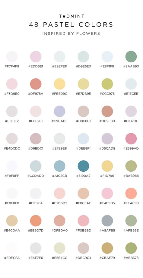 48 Pastel Colors Inspired By Flowers Design Resources And Merchandise