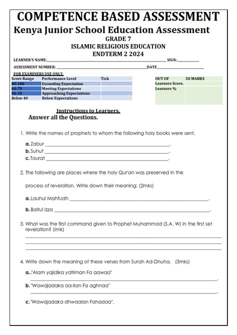 2024 Grade 7 Ire End Term 2 Exams With Marking Scheme Elimu Cloud Notes Exams Schemes Of