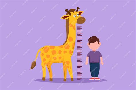 Dibujo De Diseño Plano Gráfico Adorable Niño Midiendo Su Altura Con Una