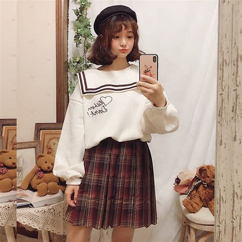 Wine Brown Jk Vintage Plaid Uniform Skirt Cutiekill