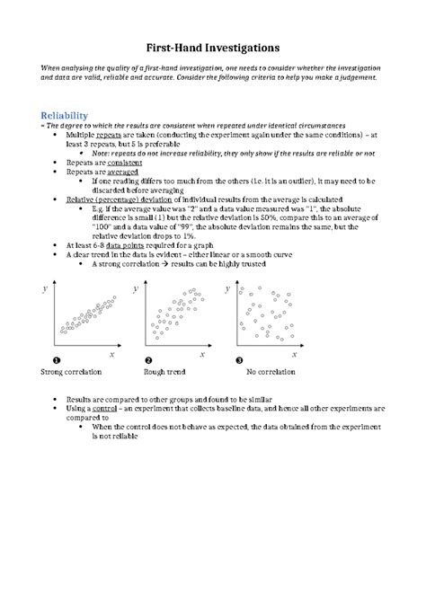 Accuracy Reliability Validity 2018 First Hand Investigations When Analysing The Quality Of A