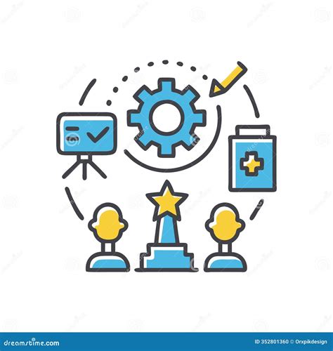Operational Excellence Line Icon Cogwheel Sign Vector Cartoondealer