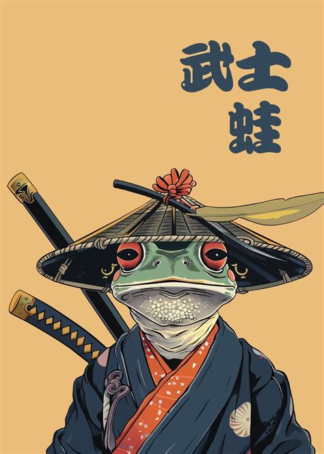Samurai Frog Poster Picture Metal Print Paint By Edson Ramos