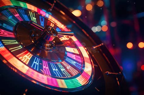 Spinning Roulette Wheel On A Colorful Banner Background Stock