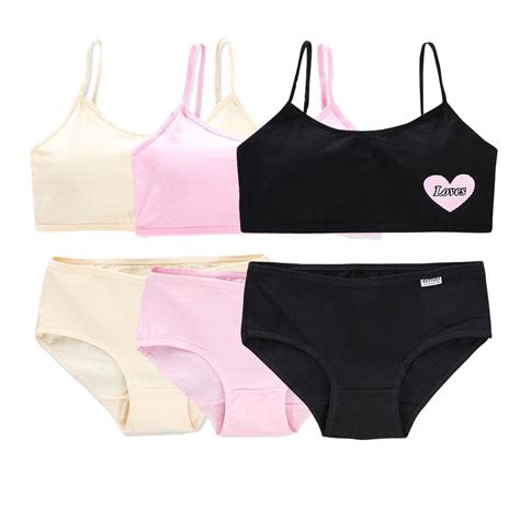 6 Piece Girls Training Bra Set Cotton Cami Training Beginner Bras Underwear Girls 8 14