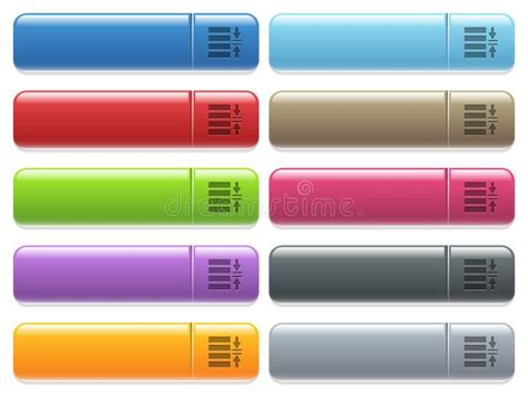 adjust line spacing icons on color glossy rectangular menu button