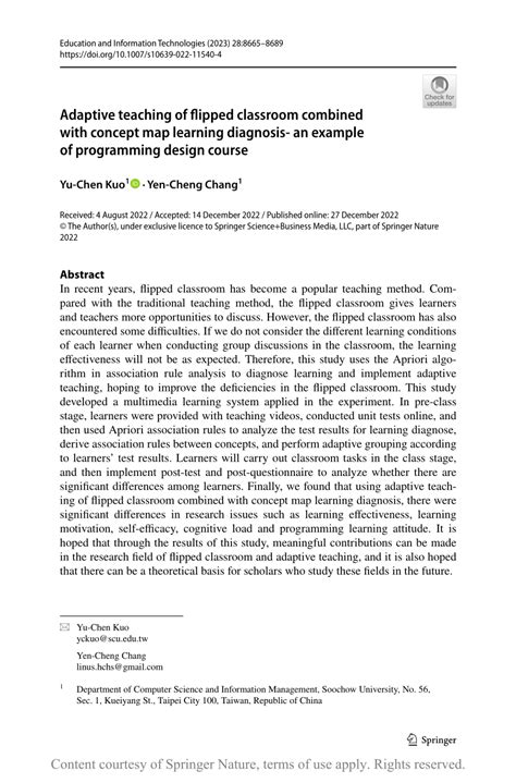 Adaptive Teaching Of Flipped Classroom Combined With Concept Map Learning Diagnosis An Example