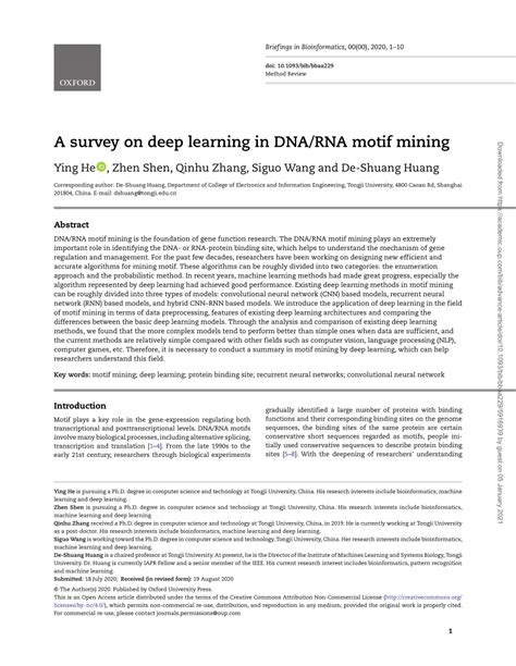 Pdf A Survey On Deep Learning In Dnarna Motif Mining