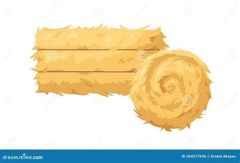 Hay Bale Dry Grass Roll Golden Straw Haystack Composition Stock