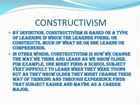 Learning Theory Constructivism