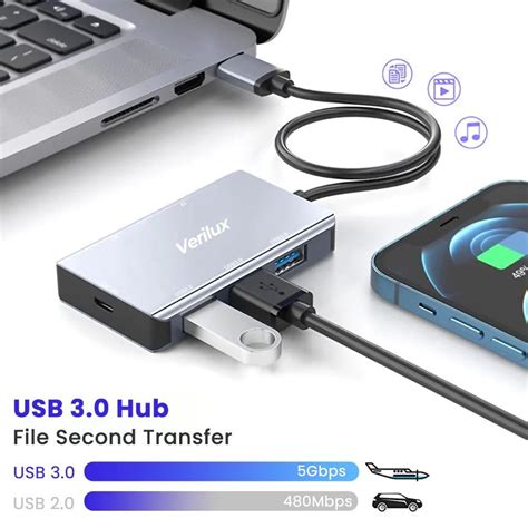 Verilux Usb Hub 3 0 For Pc Number Of Ports Pins 5 Ports Model Name