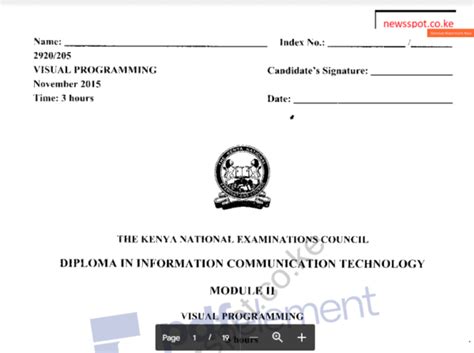 Object Oriented Programming Oop Knec Past Papers Latest Ke