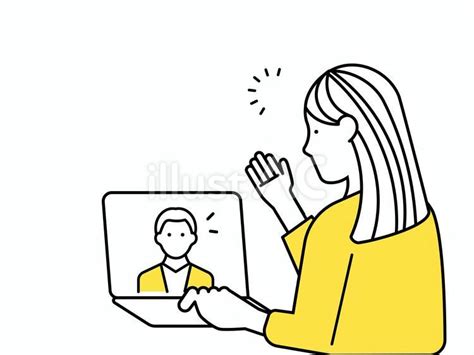 リモートで仕事の打ち合わせをする女性イラスト No 24270424｜無料イラスト・フリー素材なら「イラストac」