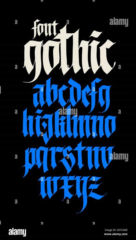 Alphabet Gothic To Gothic Display English Font Vector Medieval