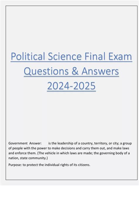 Political Science Final Exam Questions And Answers Political Science