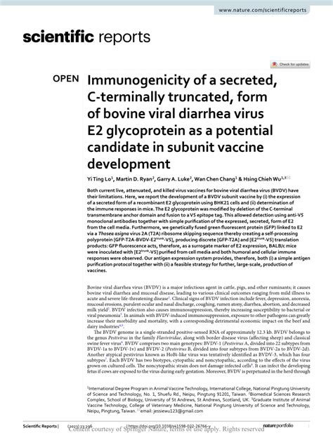 Pdf Immunogenicity Of A Secreted C Terminally Truncated Form Of